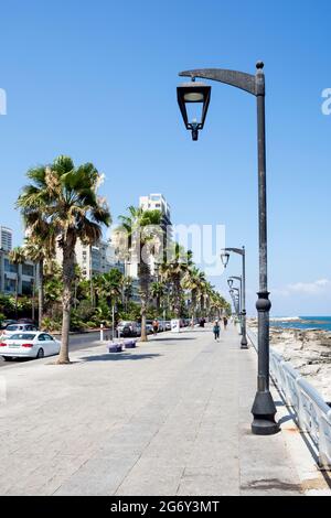 Promenade by the Mediterranean sea in Manara Beirut Lebanon Middle East ...