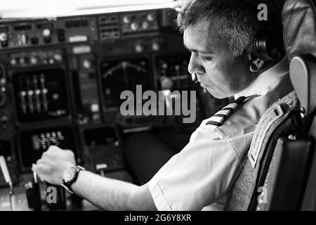 Over the Shoulder of a Indian Pilot in a Jumbo Cockpit Stock Photo - Alamy