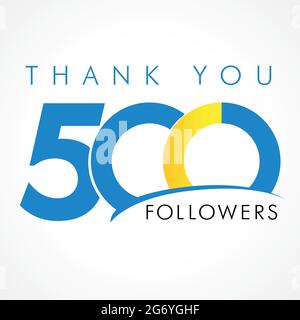 Isolated 500 followers template design with colorful bold typography ...