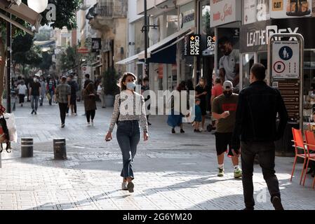 A woman walking, in Nicosia old city, Cyprus on October 20, 2020 (Photo ...