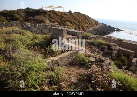 Israel, Carmel Coast, Tel Dor, site of biblical Dor, one of the largest ...
