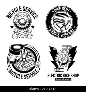 Set of vintage road bicycle labels, emblems, badges or logos isolated ...