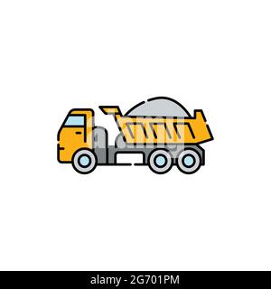 Bulk truck sign olor line icon. Road construction. Pictogram for web page, mobile app, promo. UI ...