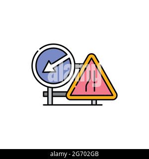Road repair sign olor line icon. Road construction. Pictogram for web ...