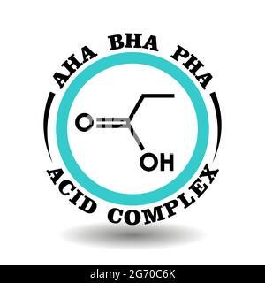 Circle vector icon Alpha Hydroxy Acid with chemical formula of AHA ...