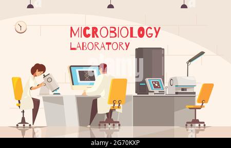 Microbiology laboratory composition with text and view of lab apparatus ...