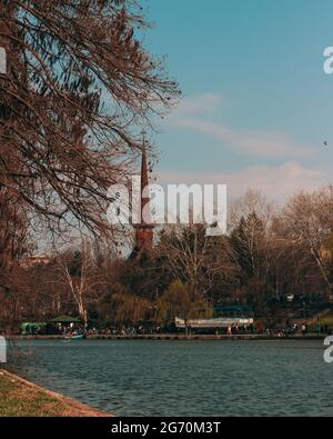 IOR park in Bucharest, Romania, after a bad spell of freezing rain ...
