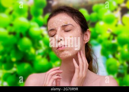 Firming Grape Face made out of green grapes and corn flour to improve ...