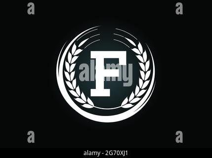 letter 6 sign symbol with wheat ears wreath. Agriculture Logo Farming ...