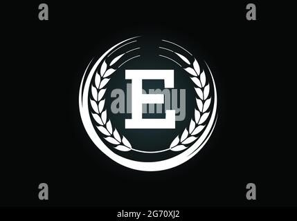 Initial letter H with wheat wreath. Organic wheat farming logo design ...