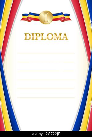 Vertical frame and border with Romania flag, template elements for your ...