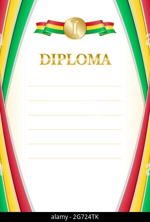 Vertical frame and border with Guyana flag, template elements for your ...