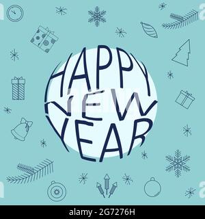 New Year card with the inscription. The message is decorated with ...