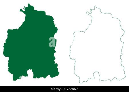 Moga district (Punjab State, Republic of India) map vector illustration ...