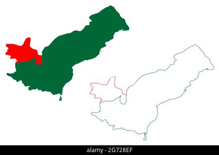 Pathankot district (Punjab State, Republic of India) map vector ...