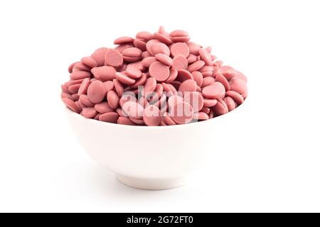 Authentic Ruby Chocolate Drops Isolated on a White Background Stock ...