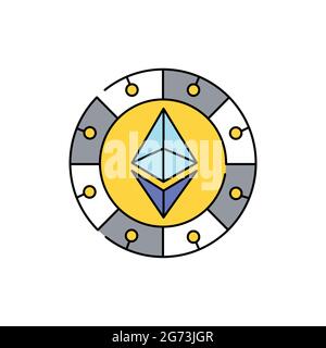 Token sign ?olor line icon. Pictogram for web page, mobile app, promo ...