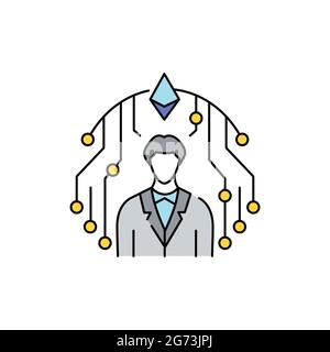 Founder cryptocurrency sign olor line icon. Initial public offering ...