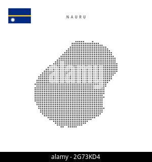 Square dots pattern map of Nauru. Dotted pixel map with national flag colors isolated on black ...