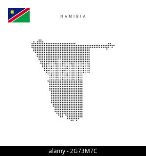 Square dots pattern map of Namibia. Dotted pixel map with national flag ...