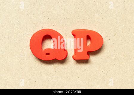 Alphabet letter in word QP (Abbreviation of Quality procedure) on wood ...