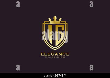 IG elegant luxury monogram logo or badge template with scrolls and ...
