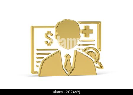 Golden 3d insurance broker icon isolated on white background - 3d ...
