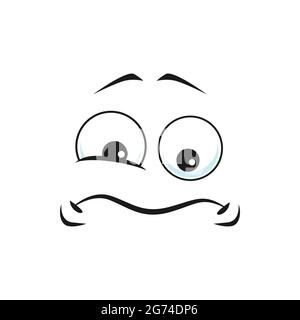 Offended smile emoticon emoji icon. Vector line art cartoon comic ...