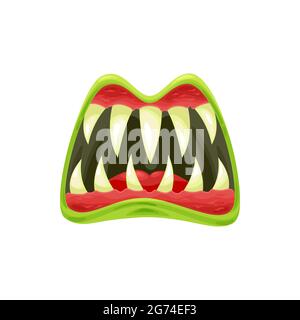 Monster mouth, creepy zombie or alien roar jaws with sharp yellow teeth ...