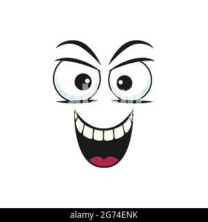 Grumpy angry wicked emoticon isolated bad emoji. Vector cartoon ...