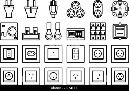 Electrics Icon Set. Editable Bold Outline With Color Fill Design ...