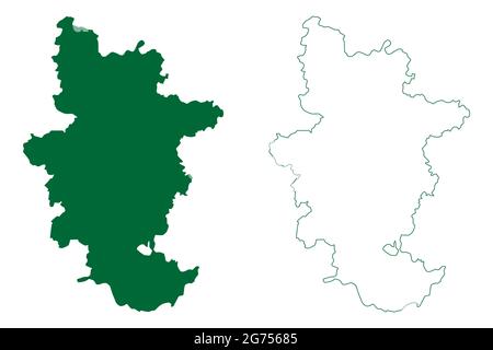 Sangrur district (Punjab State, Republic of India) map vector illustration, scribble sketch ...