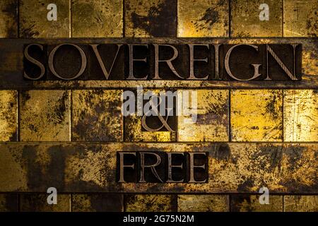 Sovereign Citizen text on vintage textured grunge copper and gold ...
