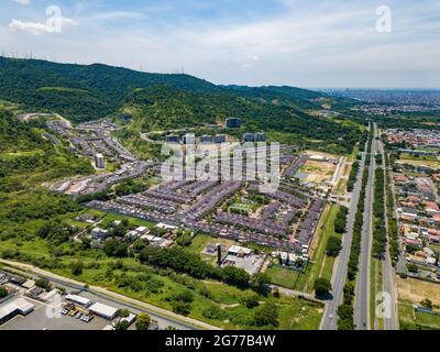 Aerial drone view of gated communities outside Guayaquil City, Ecuador ...