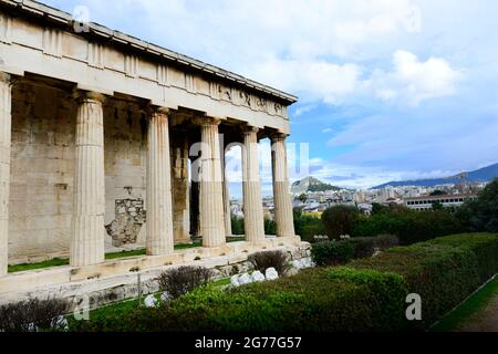 Ancient Greek place of worship, built in the Doric style out of marble ...