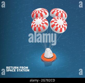Modern space program isometric composition with flowchart of text ...
