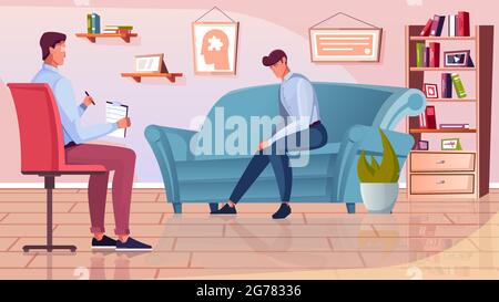 Psychologist therapy background with hypnosis symbols flat vector ...