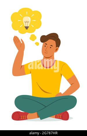 cartoon man with good idea with thought bubble Stock Vector Image & Art ...