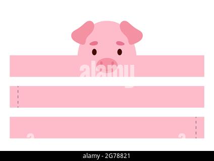 Printable pig paper crown. Diy cut party ribbon template for birthday ...