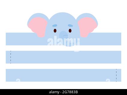 Printable elephant paper crown. Diy cut party ribbon template for ...