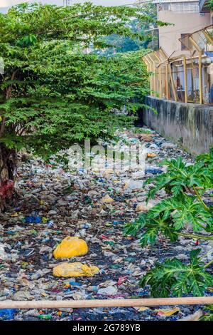 waste ground with the thrown building and plastic garbage Stock Photo ...