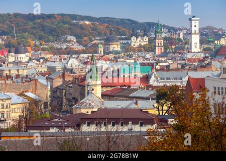aerial view of autumn Lviv city Stock Photo - Alamy