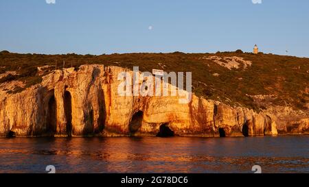 Blue Caves, morning light, lighthouse, rocky coast, northeast coast ...