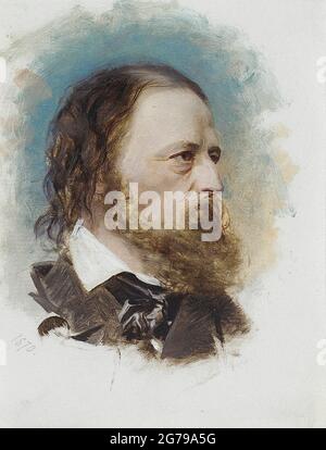 The author Lord Alfred Tennyson. A painting of Hubert von Herkomer ...