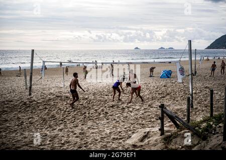 Sports futevolei or footvolley in Brazil This is the beach volleyball ...