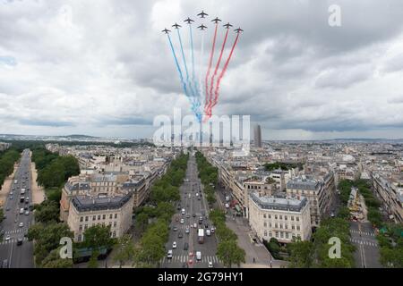 Alphajet airplanes of the French elite acrobatic flying team Patrouille ...