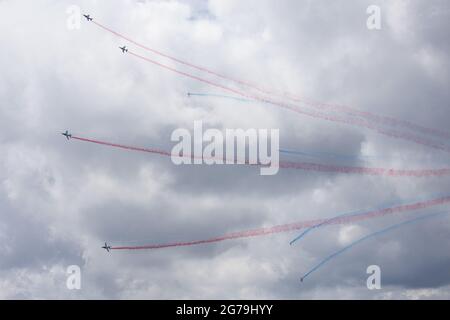 Alphajet airplanes of the French elite acrobatic flying team Patrouille ...
