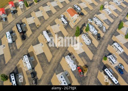 Aerial view of RV camping park Resort with travel clubhouse Stock Photo ...