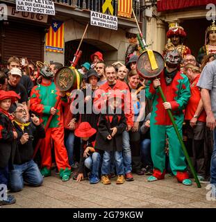 Dance of the Maces and Àngels (Angels) in the Patum de Berga festival ...