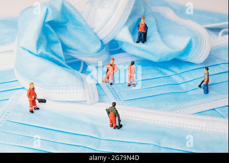 Man, Worker, Cleaning A Standing Miniature, Small 7 1/4 Inch Narrow ...